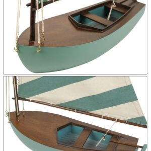 SAILINGSTORY Wooden Sailboat Model Ship Catboat Sail Boat Decor Sailing Boat Model Grey Green