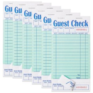 zparik 6 pack guest checks books for servers server note pads, waiter checkbook, waitress notepad for restaurants, paper checks 50 sheets/pack, 300 total tickets