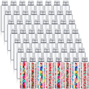 tioncy 100 pcs clear plastic test tubes gumball tubes 50 ml plastic vials with caps storage containers for plants, beads candy powders spices storage scientific experiments interest cultivation