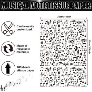 100 Sheets 20 * 14 Inches Musical Note Tissue Paper Music Design Gift Wrapping Tissue for Birthday Baby Shower Wedding Christmas Music Concert 50s Theme Party DIY Craft