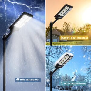 DHrtara Solar Lights Outdoor, 500W LED Solar Powered Motion Sensor Flood Lights, with Remote, Dusk to Dawn IP66 Waterpro Solar Security Wall Lights,for Exterior Wall, Patio, Yard, Deck, Garden