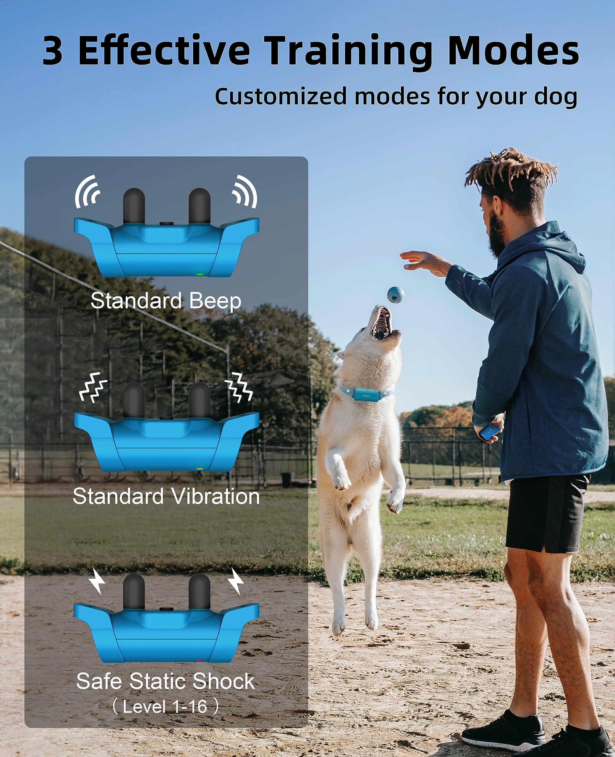 Bousnic Dog Shock Collar with Remote - [New Edition] 4000FT Dog Training Collar for Large Medium Small Dogs (8-120lbs) Waterproof E Collar with Beep, Vibration, Safe Shock