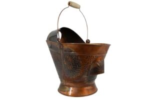 coal hod bucket - distressed brass - decorative appeal - for fireplace & pellet stove ashes - easy hopper filling - lightweight