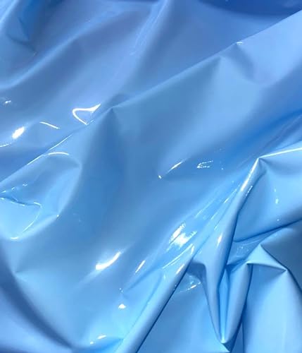 Keily & Megan Inc, 54" Wide Dancewear Shiny Stretch Faux Latex Vinyl Fabric (Baby Blue, 1 Yard)