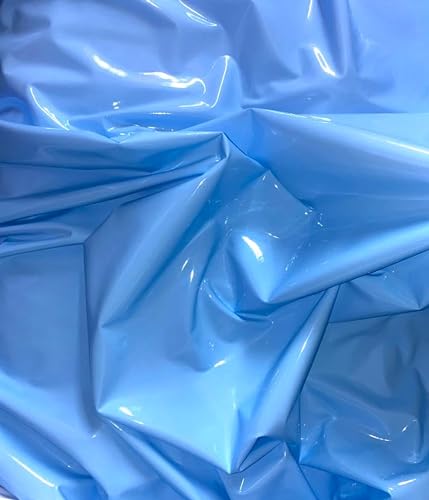 Keily & Megan Inc, 54" Wide Dancewear Shiny Stretch Faux Latex Vinyl Fabric (Baby Blue, 1 Yard)