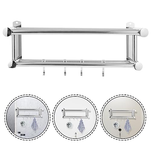 Stainless Steel Towel Rack Hanging Wall Basket Kitchen Shelf Bathroom Shelf Organizer Kitchen Storage Rack Soap Dish Holder Shelf Bathroom Shower Towel Wall Rack Bathroom Organizer