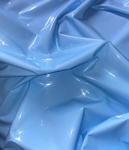 Keily & Megan Inc, 54" Wide Dancewear Shiny Stretch Faux Latex Vinyl Fabric (Baby Blue, 1 Yard)