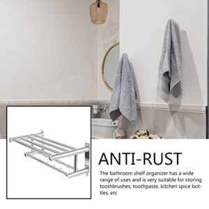 Stainless Steel Towel Rack Hanging Wall Basket Kitchen Shelf Bathroom Shelf Organizer Kitchen Storage Rack Soap Dish Holder Shelf Bathroom Shower Towel Wall Rack Bathroom Organizer