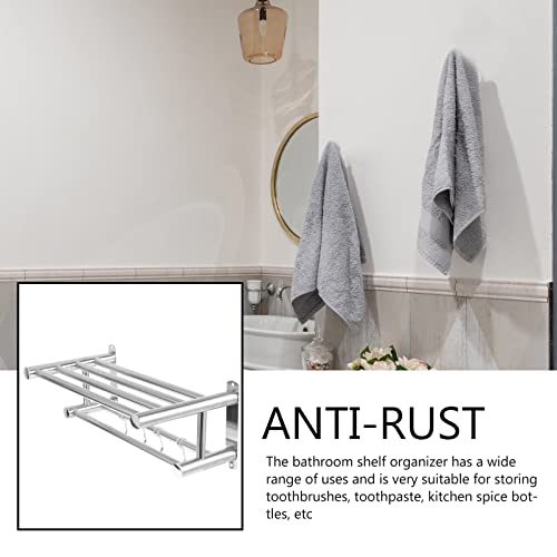 Stainless Steel Towel Rack Hanging Wall Basket Kitchen Shelf Bathroom Shelf Organizer Kitchen Storage Rack Soap Dish Holder Shelf Bathroom Shower Towel Wall Rack Bathroom Organizer