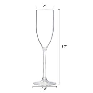 Frcctre 16 Pack Acrylic Champagne Flute, 5 Oz Clear Plastic Champagne Glasses Reusable Long Stemmed Wedding Party Cocktail Wine Glasses Wedding Toasting Drinking Cups