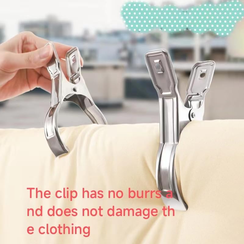 Outdoor Heavy Duty Clothes Clip Large Stainless Steel Quilt Clip, Beach Towel Clip, Curtain Clip, A Set of 5.Big Beach Chair Towel Clips,Clamp for Quilt,Outdoor Light Clips