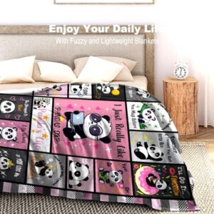 Panda Blanket Soft Flannel Pandas Throw Blankets Fuzzy Plush Bed Sofa Couch Living Room Cozy Fluffy Panda Christmas Birthday Gifts for Women Adults Kids Girls 50"X40"