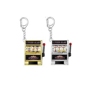 slot machine keychain mini casino key chains kawaii keychain for graduation las vegas party gifts party decorations, golden and silver (gold+silver)