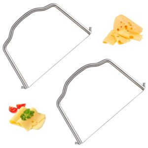 nadusep cheese slicer stainless steel butter cheese wire cutter slicer knife for kitchen for block cheese butter foie gras (silver-2 pack)