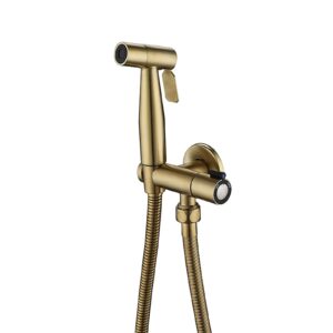 handheld bidet sprayer for toilet brushed gold brass bathroom cloth diaper sprayer set with single cold water, wall mounted toilet bidet sprayer kit for feminine hygiene