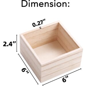 CALPALMY (8 Pack) 6" x 6" Unfinished Wooden Box Storage - Small Wooden Boxs for Crafts, Home Decor, and Wooden Centerpieces for Tables