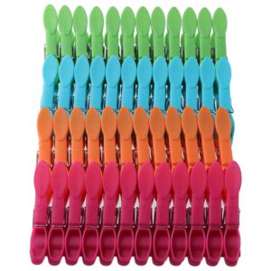 hobbyme 48pcs colorful plastic clothespins,heavy duty laundry clothespins,mini air-drying clothing clips set,small colored clothes pegs for towel food package