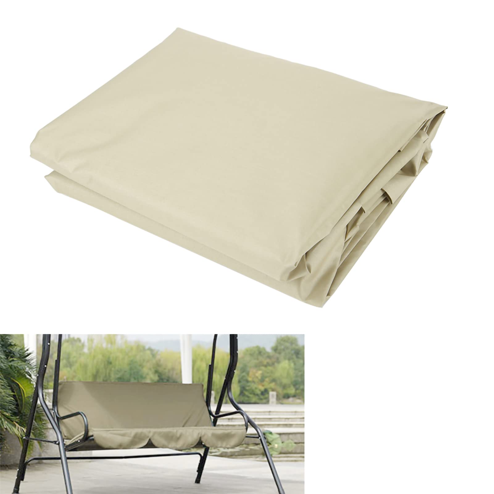 Natudeco Swing Seat Cover Waterproof Chair Cover Swing Chair Seat Cushion Cover Hanging Seat Cushion Hanging Porch Swing for Courtyard Outdoor Garden Hammock Polyester (Beige)