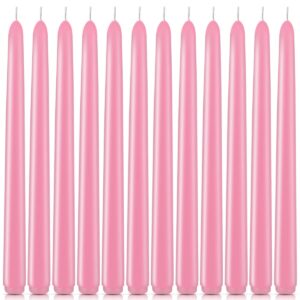 Amykite 12Pack Taper Candles - 10" Tall, Premium Unscented Dinner Candles, Burning 8 Hours, for Home Decor, Weddings, Holidays, and Parties (Pink)