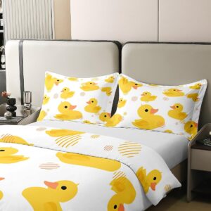 Erosebridal Cartoon Duck 100% Cotton Duvet Cover for Kids Boys Girls,Lovely Yellow Duck Bedding Set,Cute Hand Drawn Duck Comforter Cover Twin,Lovely Farmhouse Animal Bed Sets with 1 Pillowcase