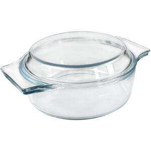 1.1 quart (35 oz) small glass casserole dish with glass lid, covered glass microwavable bowl oven safe, easy grab glass baking dish for oven