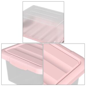 Tyminin 14 L Plastic Storage Bin, Storage Latch Box with Lid, Pink, 2 Pack