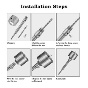 SALI Concrete Hole Saw Kits 4-1/8"（105mm） Tungsten Steel Wall Hole Cutter Drill Bit Sets with 220mm SDS Plus Shank Connecting Rod，110mm Center Positioning Drill Bits for Cinder Block,Brick,Adobe Wall