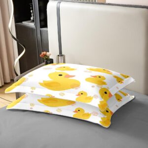 Erosebridal Cartoon Duck 100% Cotton Duvet Cover for Kids Boys Girls,Lovely Yellow Duck Bedding Set,Cute Hand Drawn Duck Comforter Cover Twin,Lovely Farmhouse Animal Bed Sets with 1 Pillowcase