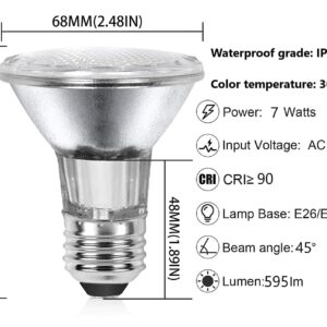 PAR20 LED Range Hood Light Bulbs Under Hood, 60W Incandescent Stove Light Bulbs Replacement, 7W LED Appliance Bulbs Stove Hood, E26 Dimmable 3000K 595LM (Pack of 2)