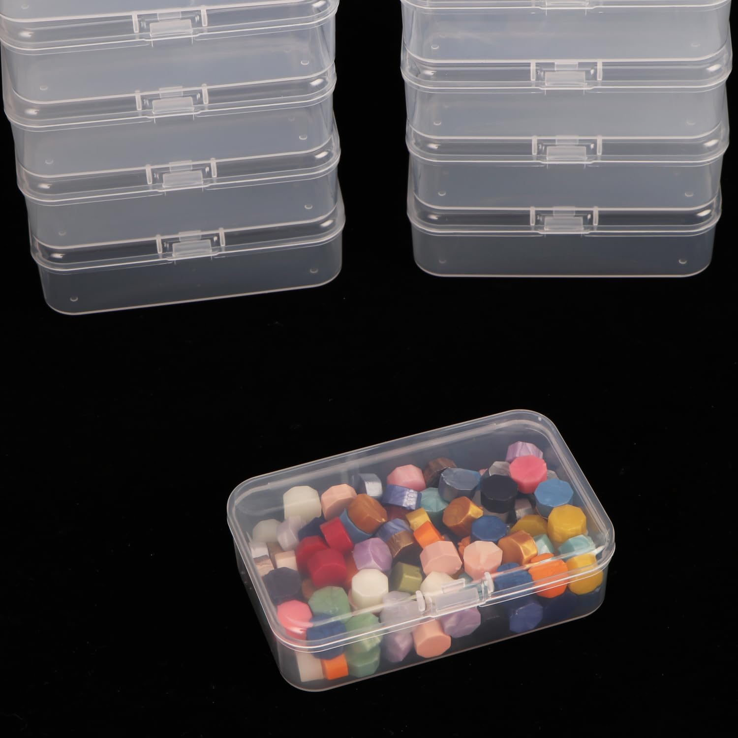 Philison 10 Packs Small Clear Plastic Beads Storage Containers Box Transparent Boxes with Hinged Lid for Small Items, Jewelry, Crafts (3.34 x 2.16 x 1 in)