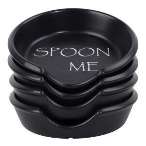 bosilunlife kitchen spoon rest - ceramic spoon rest for stove top small coffee spoon rest cute spoon holder for kitchen counter cooking utensil rest for countertop, set of 4, black