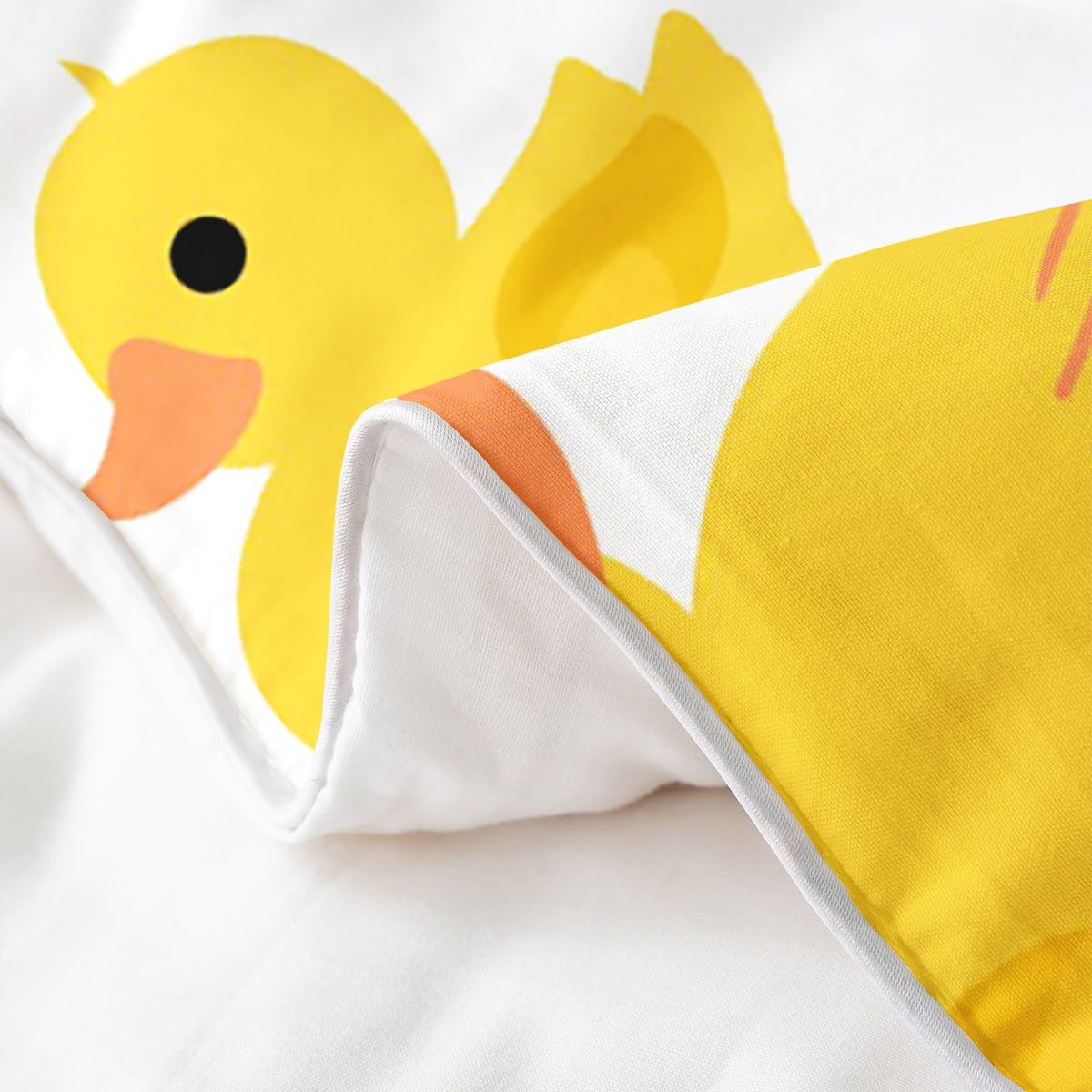 Erosebridal Cartoon Duck 100% Cotton Duvet Cover for Kids Boys Girls,Lovely Yellow Duck Bedding Set,Cute Hand Drawn Duck Comforter Cover Twin,Lovely Farmhouse Animal Bed Sets with 1 Pillowcase