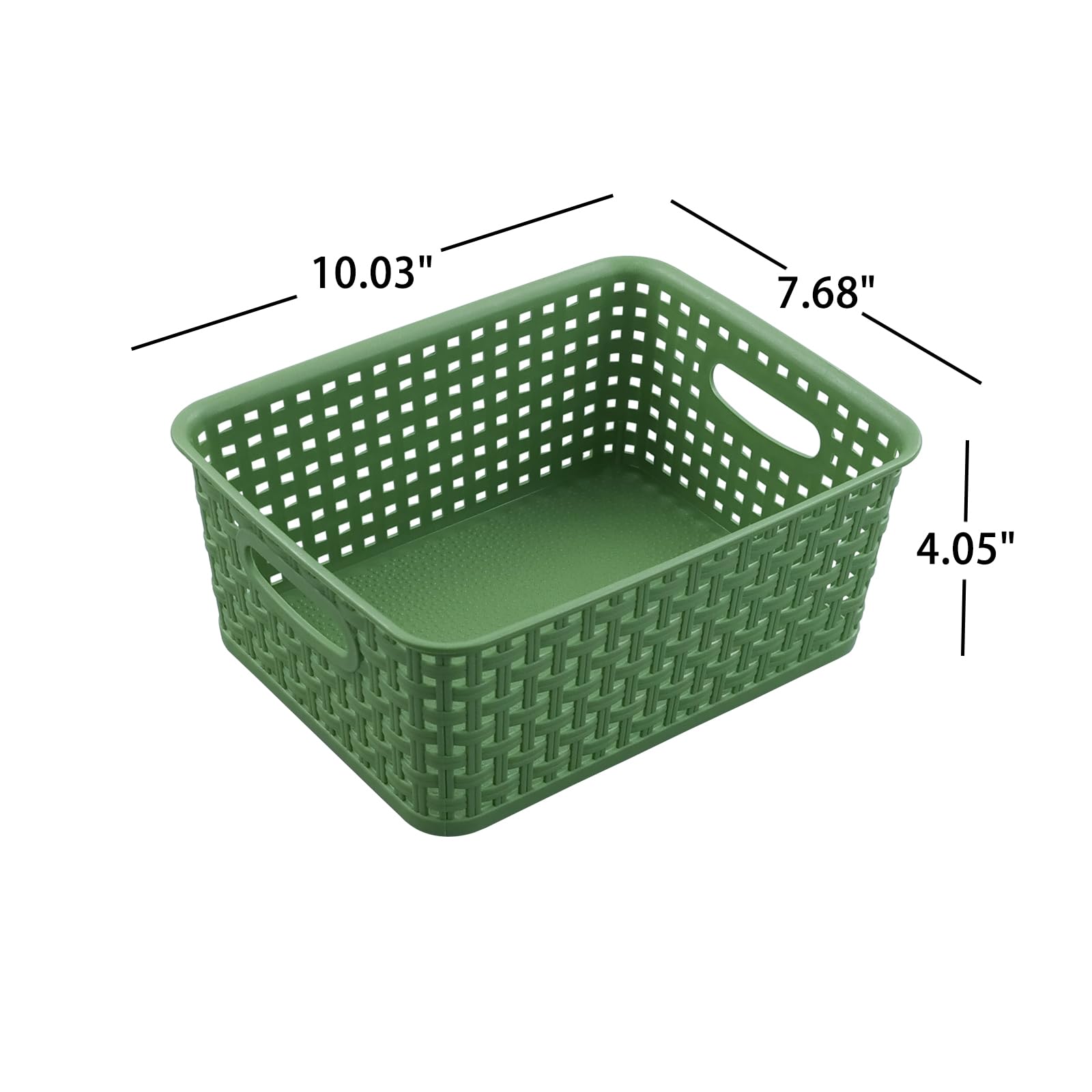 Sadstory Deep Green Plastic Woven Storage Basket, Plastic Shelf Basket, 6 Packs