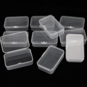 Philison 10 Packs Small Clear Plastic Beads Storage Containers Box Transparent Boxes with Hinged Lid for Small Items, Jewelry, Crafts (3.34 x 2.16 x 1 in)