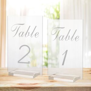 DAJAVE 20 Pack Acrylic Wedding Table Numbers 1-20 , 4x6 Inch Clear Table Number with Acrylic Stands, Acrylic Table Sign for Wedding Event Party Restaurant Reception Number Cards(Rectangular Style)