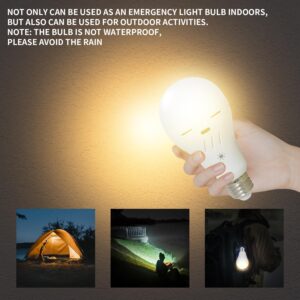 MXhme Rechargeable Light Bulbs with Remote Control,700lm,2600mAh Battery Emergency Light Bulb for Power Outage and Camping Outdoor, 3 Level Dimmable, 3000K/4000K/6000K, 50 Watt Equivalent,2Pack