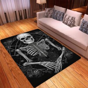 Spiderweb Skeleton Rug - Skeleton Rugs For Living Room Graphic Rugs Skeleton Bathroom Rugs Skeleton Decorations For Bedroom Modern Rug Large Skeleton Rug Skeleton Bath Mat Skeleton Halloween Decor