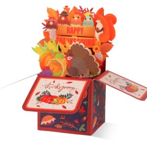 d4dream thanksgiving turkey pop up card for kids 3d happy thanksgiving greeting cards with envelope fall pumpkin greeting cards for autumn party family friends mother grandma thank you celebration