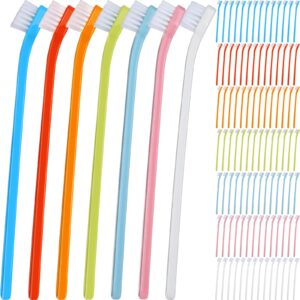 tioncy 100 pcs dog toothbrush bulk from large to small long handle dog cat pet toothbrush with soft single head puppy dog tooth brush pet cat tooth brush for teeth cleaning, 7 colors