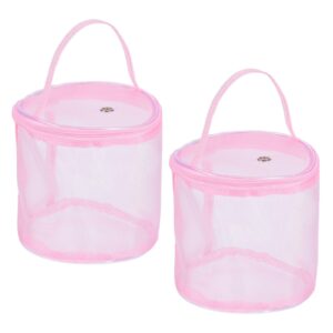 patikil yarn storage bag, 2 pack portable crochet knitting bag case skein ball holder mesh organizer crocheting tote for sewing craft projects, pink