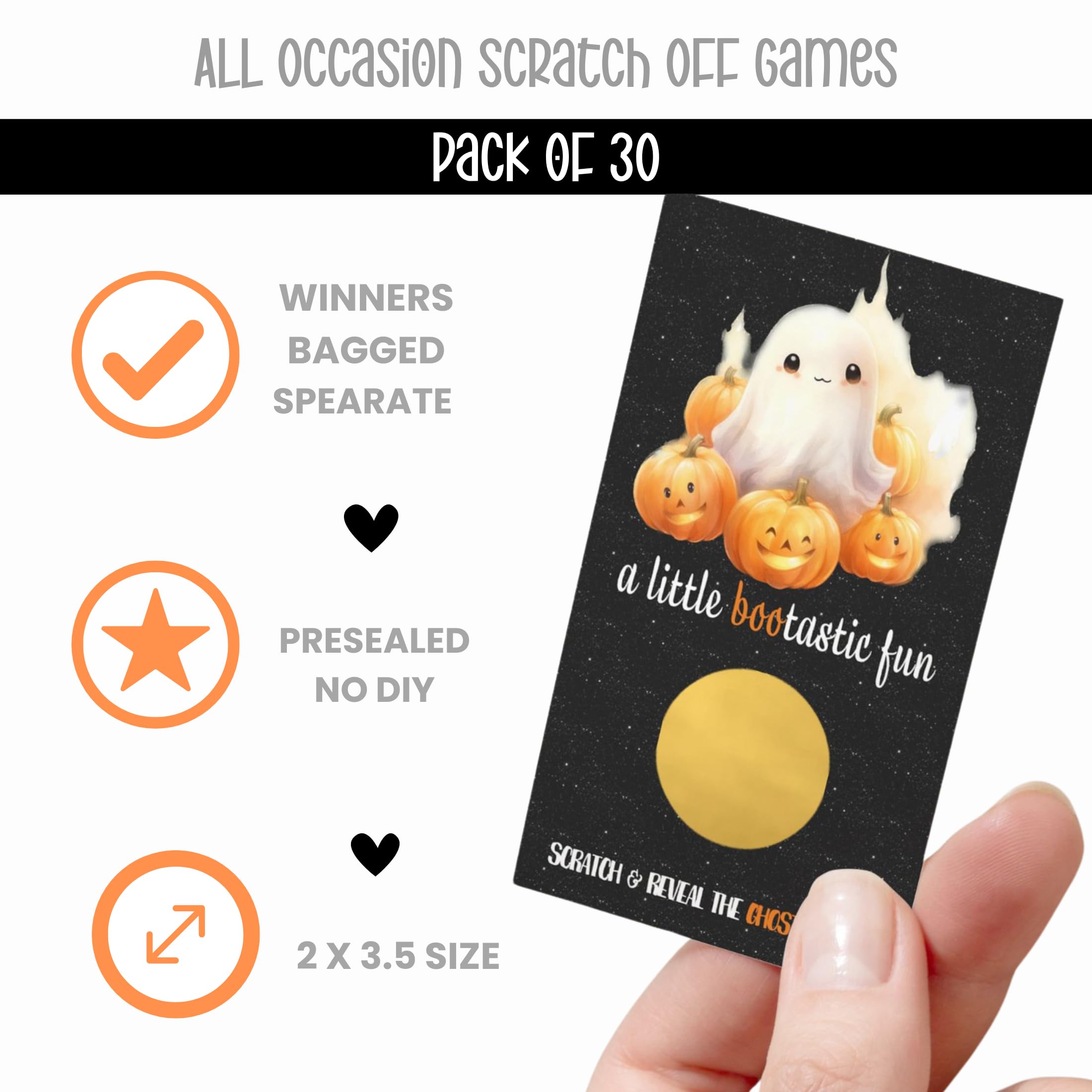 Little Boo Halloween Scratch Off Cards - Pumpkin Party Games for Baby Shower, Gender Reveal, Ghost Raffle Tickets, Adults, Birthday, Boo-Tastic Favors, 30 Pack