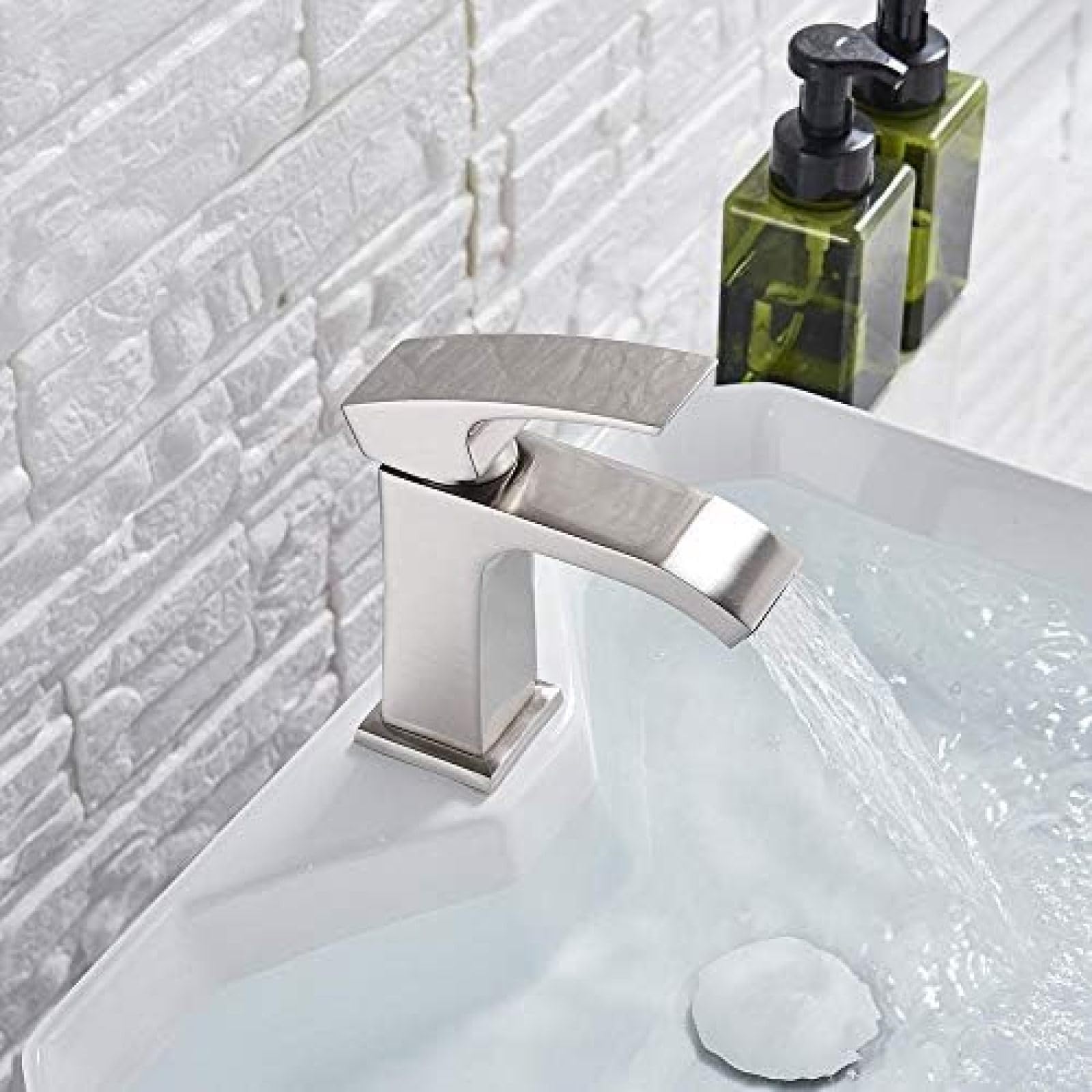 Bath Basin Brass Faucet Basin Sink Faucet Bathroom Crane Cold and Hot Water Mixer Taps-Black,Brushed Nickle