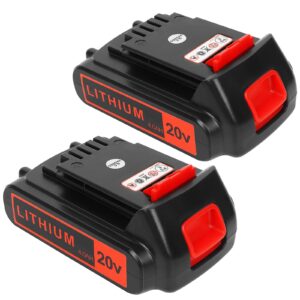 kingtianle 2 pack 4000mah 20v lithium ion battery replace battery for black and decker 20 volt max battery lbxr20 lb20 lbx20 lbx4020 cordless power tools series