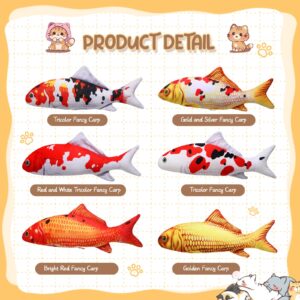 Barydat 6 Pcs 12 Inch Fish Plush Toy Pillow Soft Fish Cushion Pillow Fish Stuffed Animal Realistic Fish Stuffed Carp Toy for Cat Pets or Kids Birthday Gifts