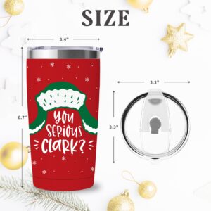 National Lampoons Christmas Vacation Merch Gifts, Funny Christmas Tumbler with Lid and Straw, 20 oz Stainless Steel Insulated Coffee Cups Keep Cold & Hot, White Elephant Gifts - You Serious Clark