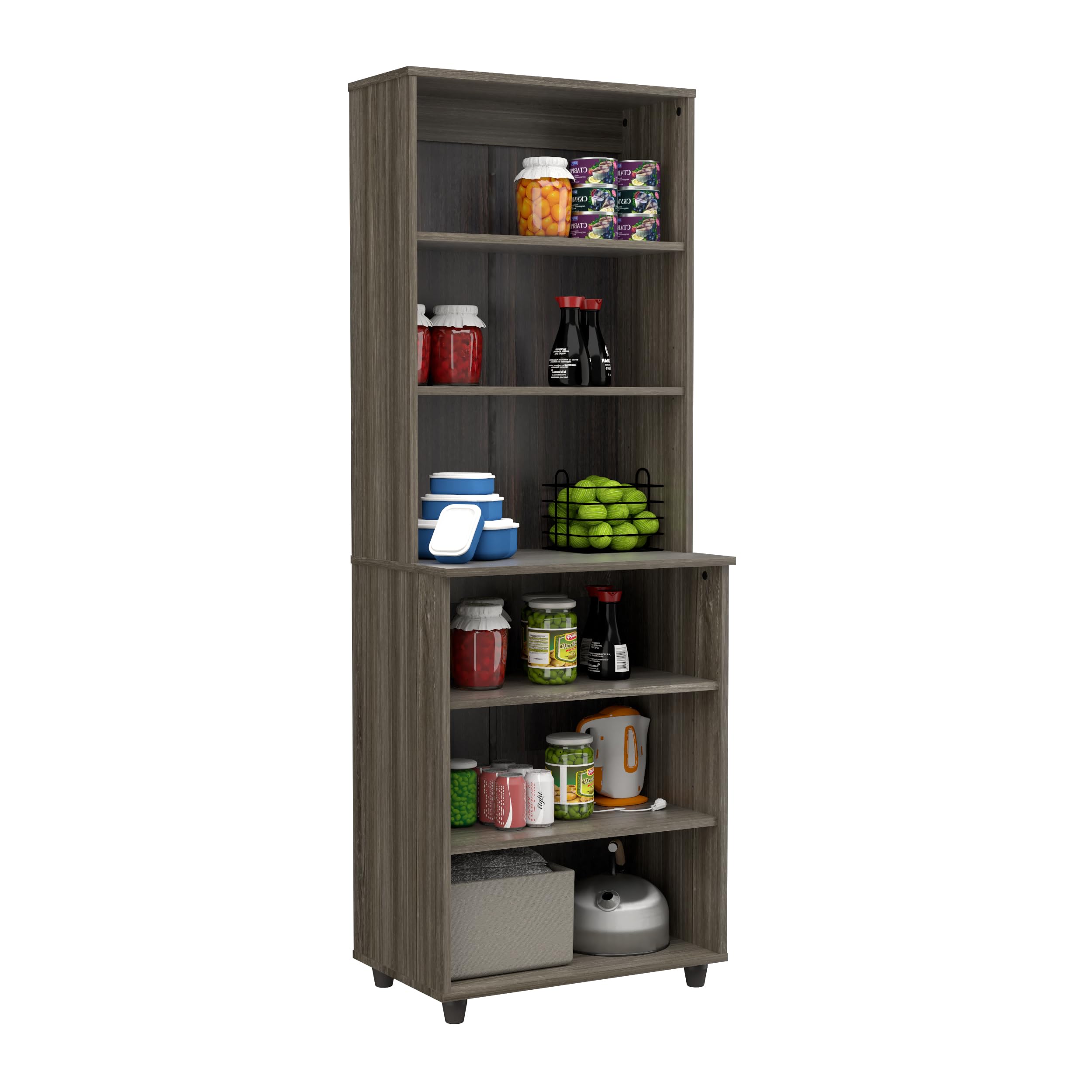 Inval Pantry Storage Shelf Unit, Smoke Oak