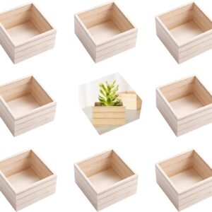 CALPALMY (8 Pack) 6" x 6" Unfinished Wooden Box Storage - Small Wooden Boxs for Crafts, Home Decor, and Wooden Centerpieces for Tables