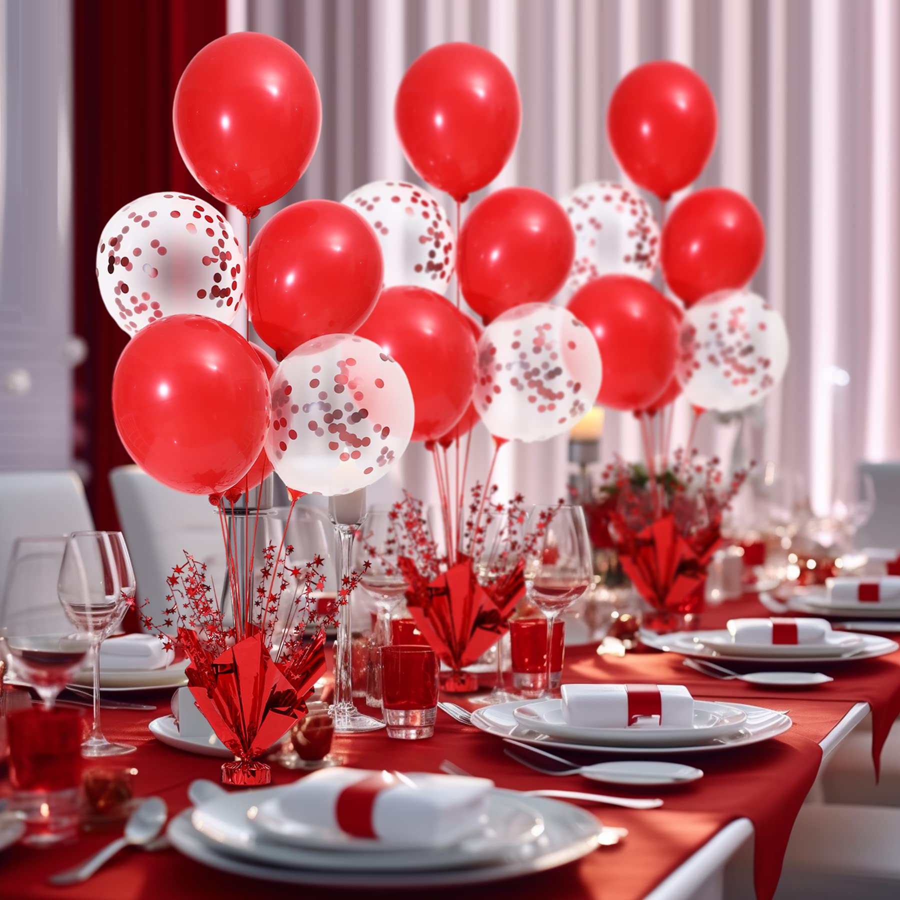 Besutolife 2 Sets Red Balloon Centerpieces for Tables, Balloons Stand Kit Red Party Decorations for Birthday Party Wedding Bridal Shower Anniversary