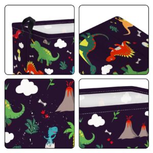 Clastyle Black Dinosaur Boys Shelf Basket Kids Tree Volcano Triceratops Toy Storage Bin Rectangle Clothes Books Storage Cube, 36L