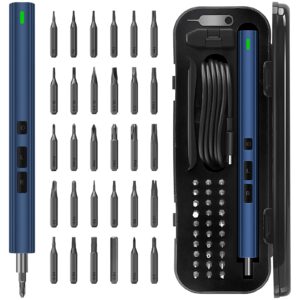 strebito mini electric screwdriver, 37-in-1 electric screwdriver kit, 3.7v power screwdriver cordless rechargeable, magnetic electric precision screwdriver for pc rc laptop phone computer electronics